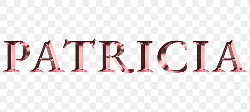 Patricia typography in metallic rose | Free PNG Sticker - rawpixel