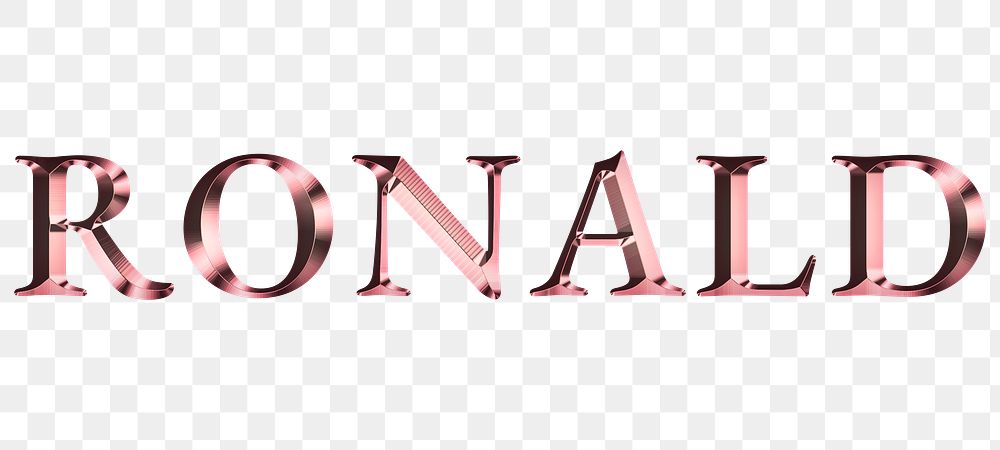 Ronald typography in metallic rose | Free PNG Sticker - rawpixel