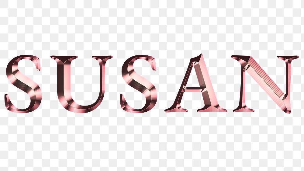 Susan typography in metallic rose | Free PNG Sticker - rawpixel