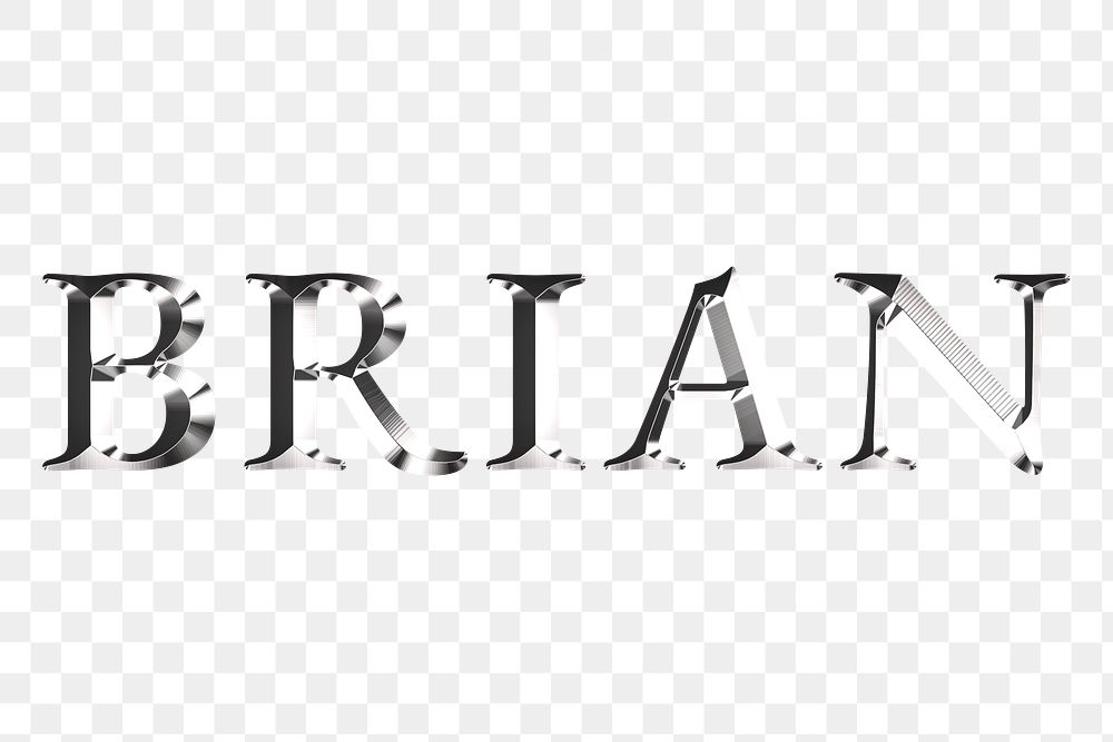 Brian typography in silver metallic | Free PNG Sticker - rawpixel