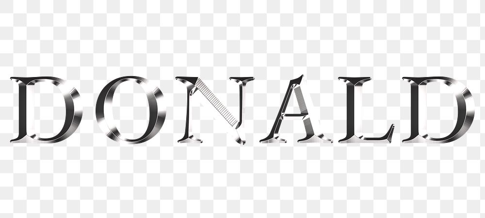 Donald typography in silver metallic | Free PNG Sticker - rawpixel