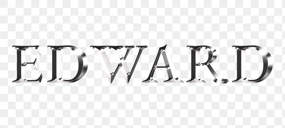 Edward typography in silver metallic | Free PNG Sticker - rawpixel