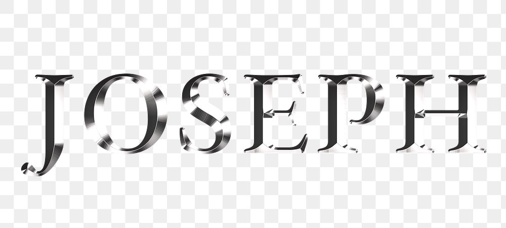 Joseph typography in silver metallic | Free PNG Sticker - rawpixel