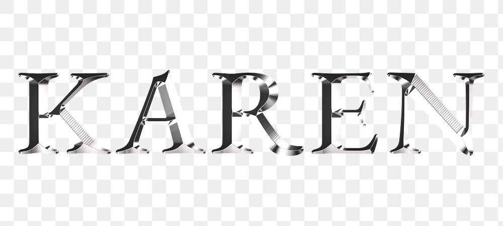 Karen typography in silver metallic | Free PNG Sticker - rawpixel