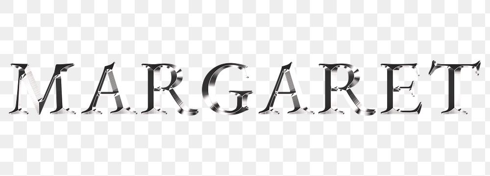 Margaret typography in silver metallic | Free PNG Sticker - rawpixel