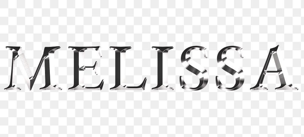 Melissa typography in silver metallic | Free PNG Sticker - rawpixel