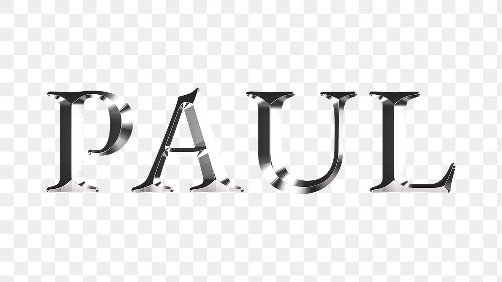 Paul typography in silver metallic | Free PNG Sticker - rawpixel