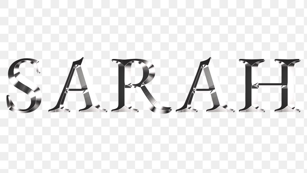 Sarah typography in silver metallic | Free PNG Sticker - rawpixel