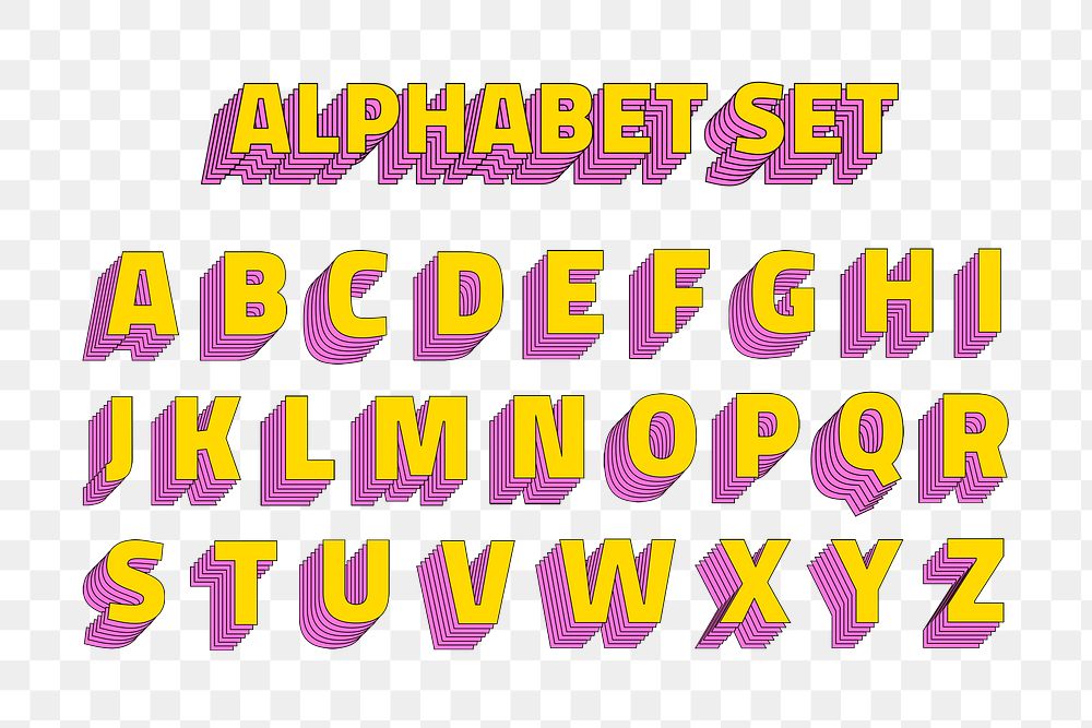 Transparent layered alphabet set retro | Premium PNG - rawpixel