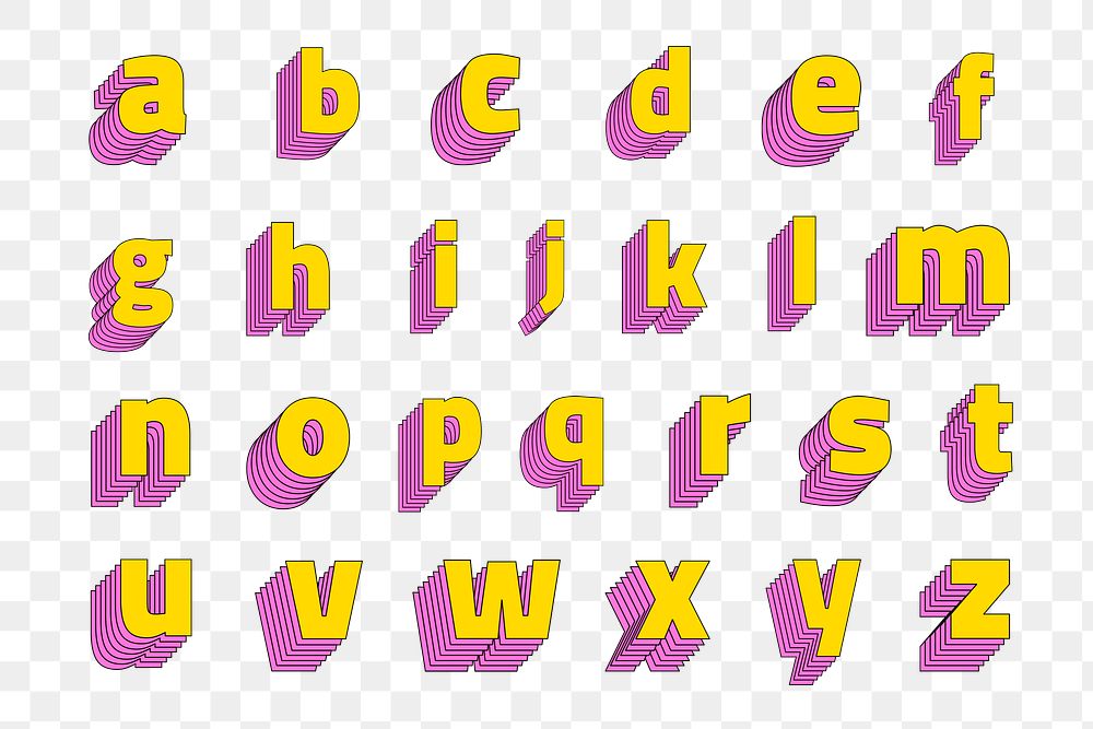Transparent layered alphabet set retro | Free PNG - rawpixel