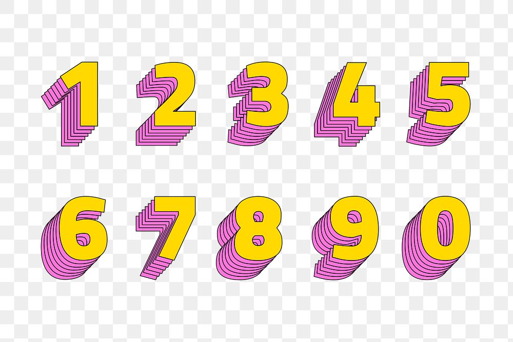 Number set layered 3d png | Free PNG - rawpixel