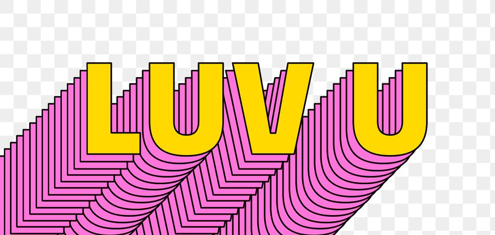 Luv u layered png typography | Free PNG Sticker - rawpixel