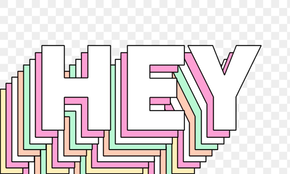Png Hey layered typography text | Free PNG Sticker - rawpixel