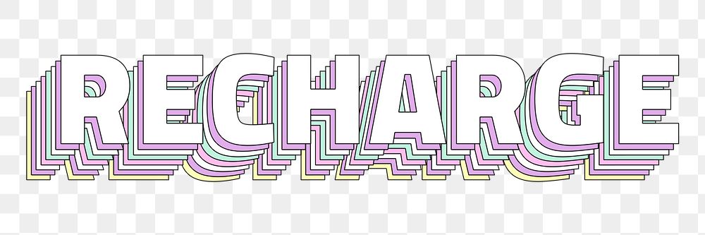 Recharge layered png typography retro | Free PNG Sticker - rawpixel