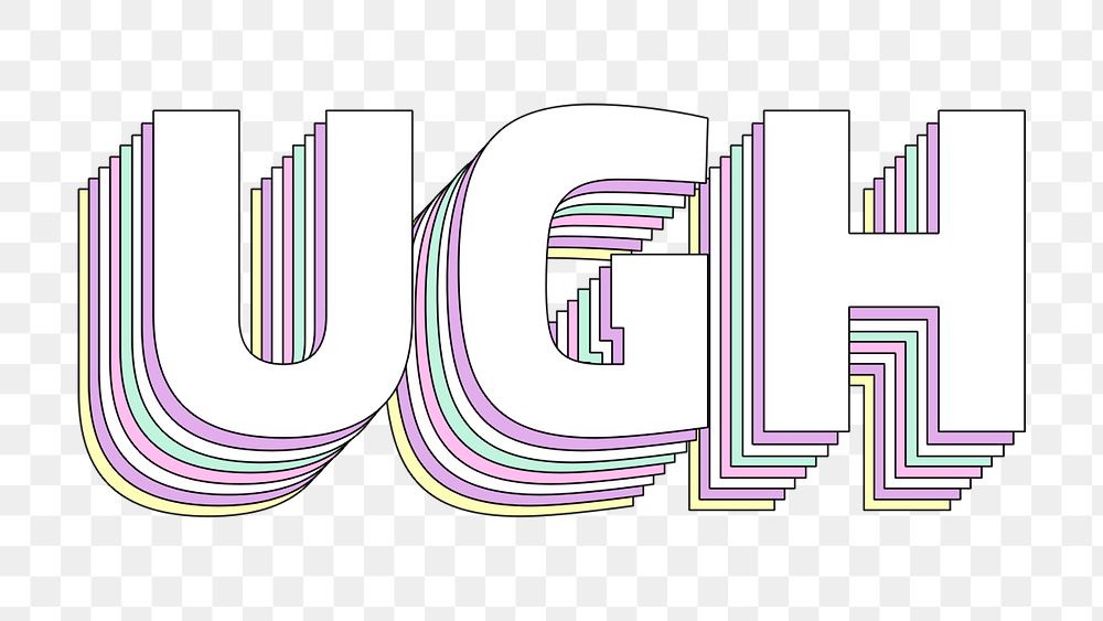 Ugh layered png typography retro | Free PNG Sticker - rawpixel