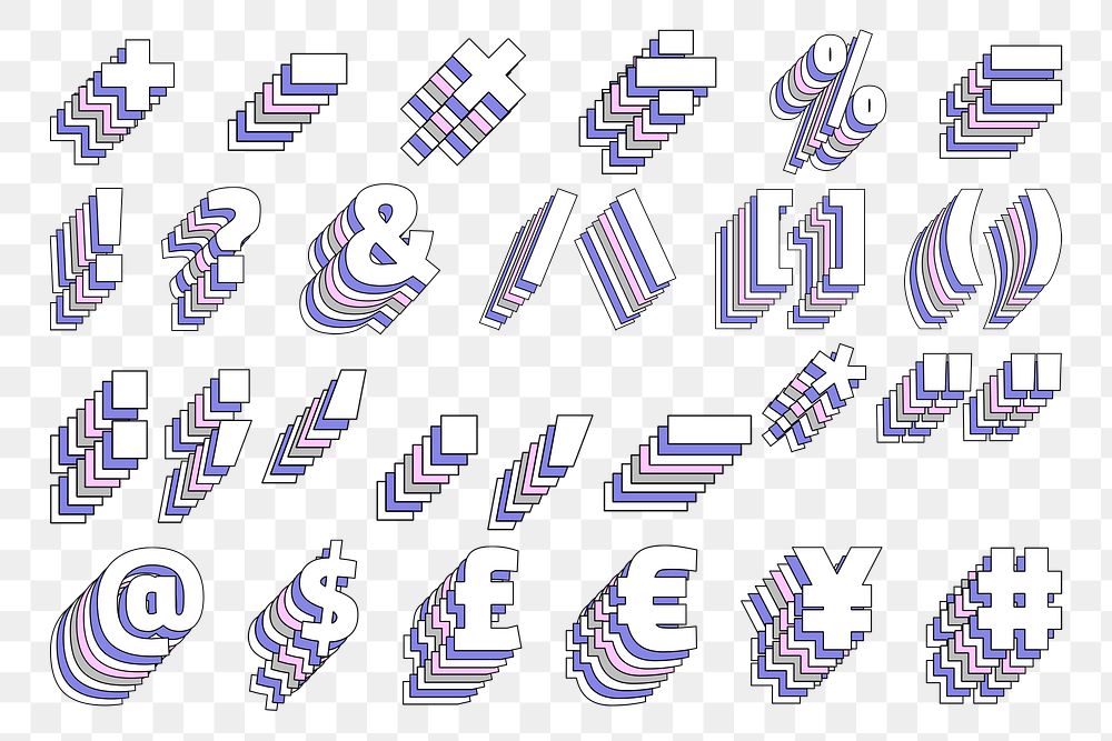 Transparent symbol set 3d stylized | Free PNG - rawpixel