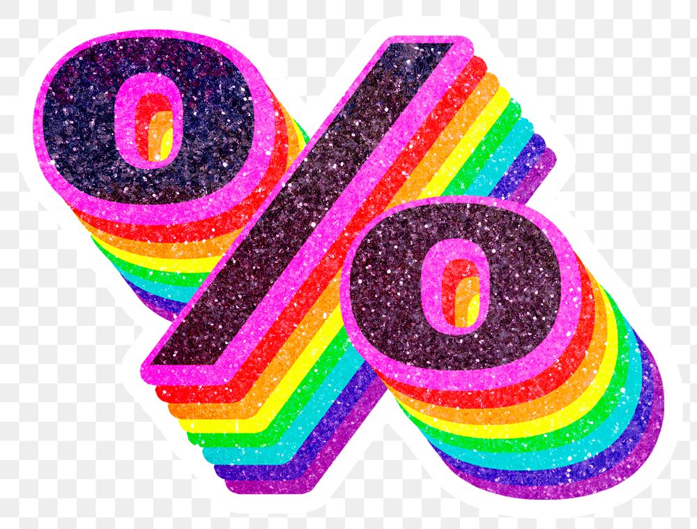 Png percentage symbol rainbow typography | Free PNG Sticker - rawpixel