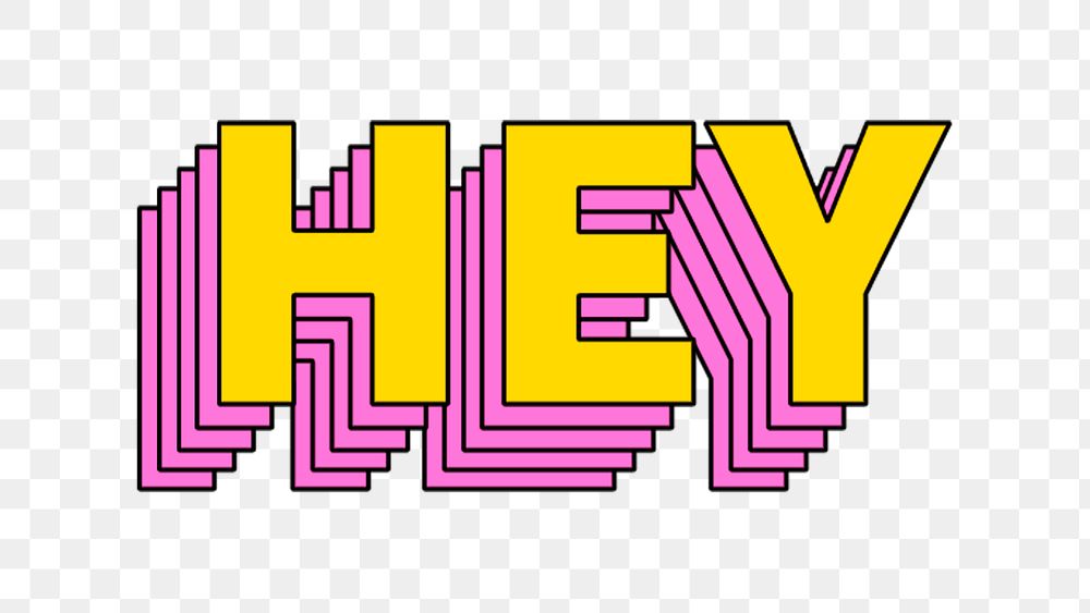 Hey png retro multilayered typeface | Free PNG Sticker - rawpixel