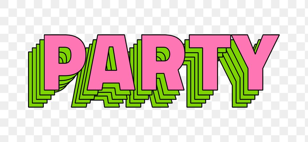 Png party retro multilayered typography | Free PNG Sticker - rawpixel