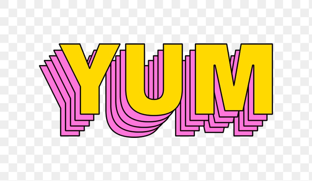 Yum png retro layered typography | Free PNG Sticker - rawpixel