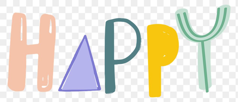 Word art png happy doodle | Free PNG Sticker - rawpixel