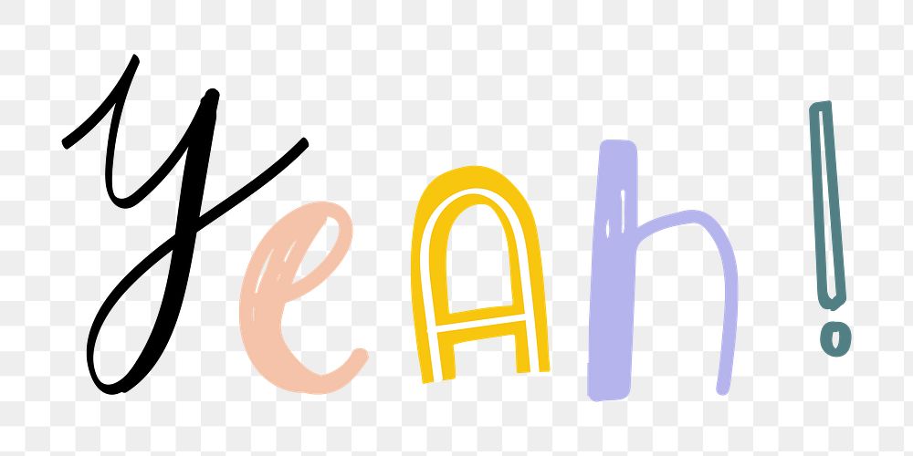 Yeah! text doodle hand drawn | Free PNG Sticker - rawpixel