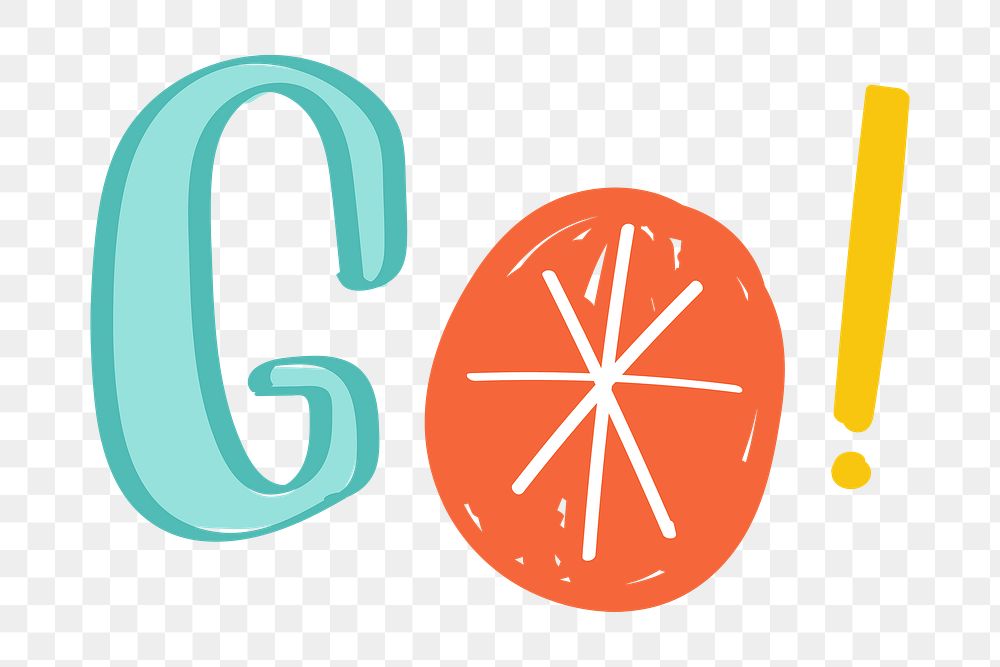 Go! text doodle hand drawn | Premium PNG Sticker - rawpixel