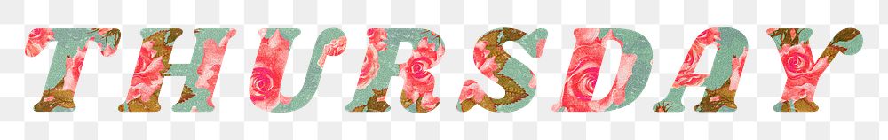 Thursday png floral pattern font | Free PNG Sticker - rawpixel