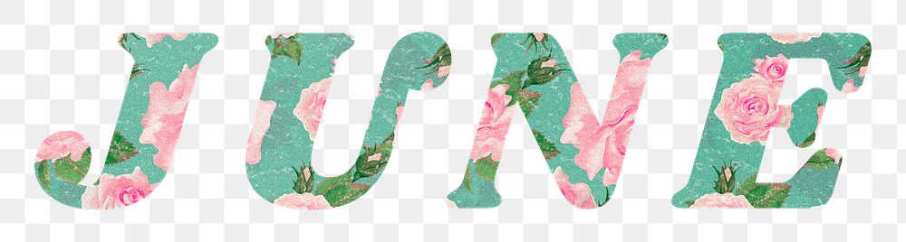 June word png retro floral | Free PNG Sticker - rawpixel
