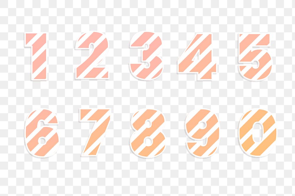 Striped png number 0-9 set | Free PNG - rawpixel