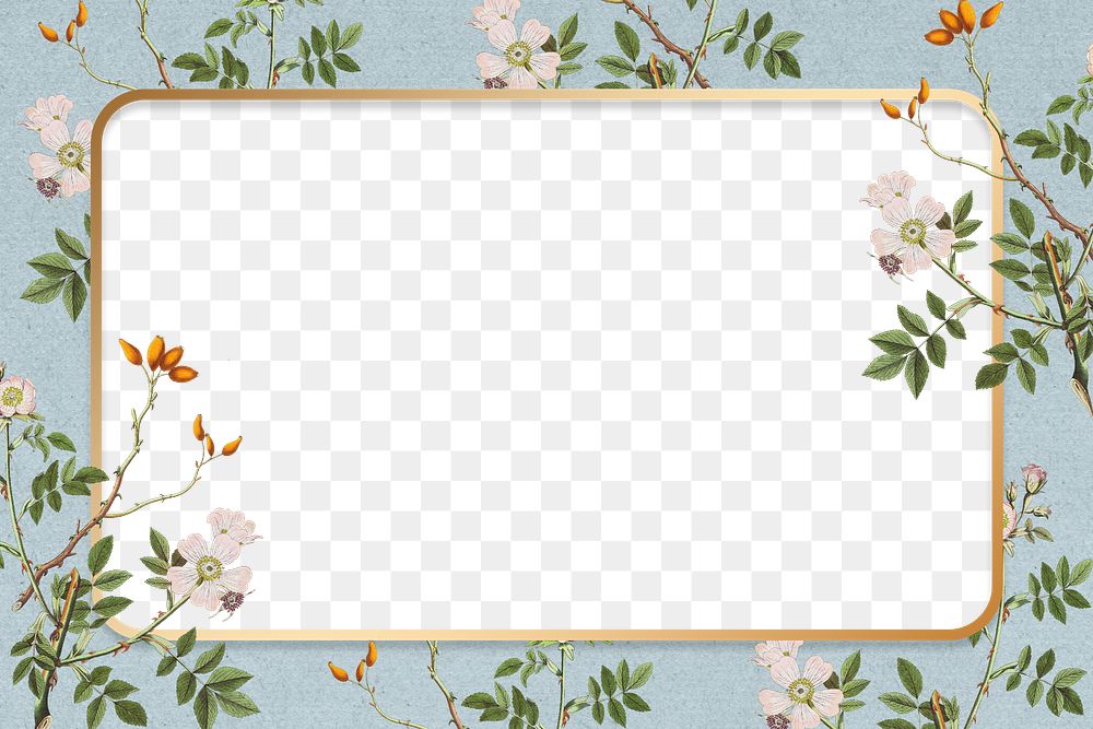 Vintage floral frame png landscape | Premium PNG - rawpixel