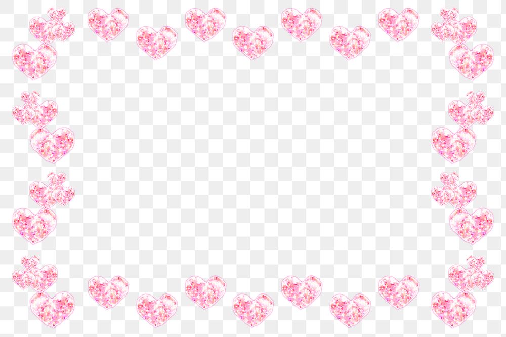 Frame png pink sequin hearts | Free PNG - rawpixel