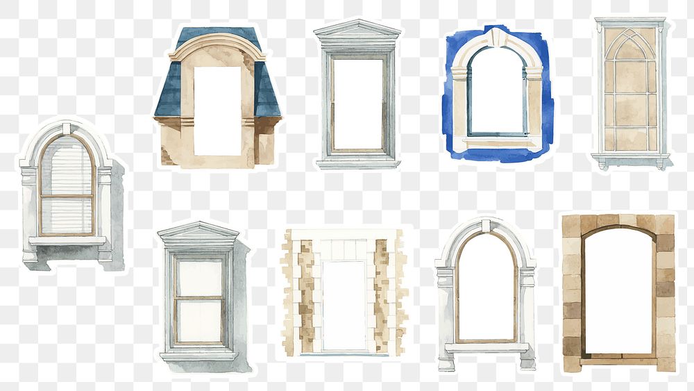 Vintage window architecture png collection | Free PNG - rawpixel