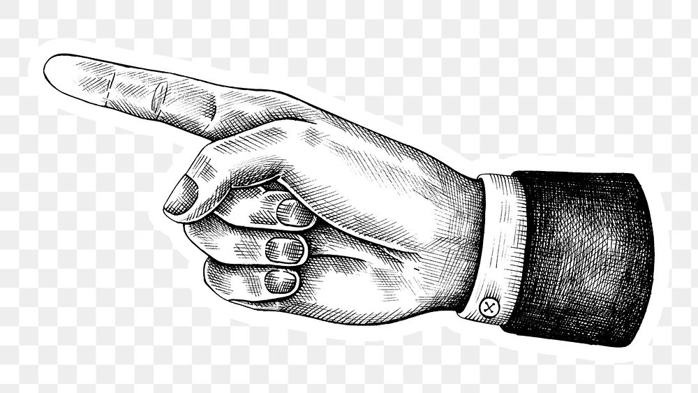 Hand drawn pointing hand sticker | Premium PNG Sticker - rawpixel