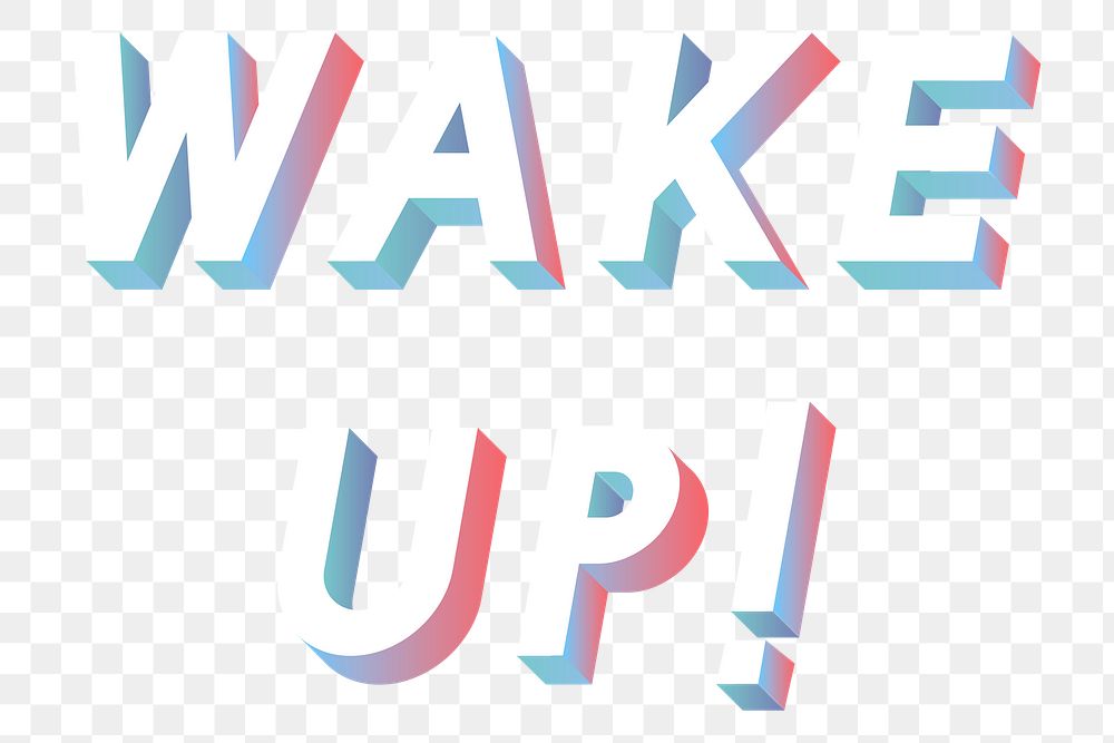 Isometric word Wake typography design | Premium PNG Sticker - rawpixel