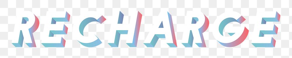 Isometric word Recharge typography design | Premium PNG Sticker - rawpixel