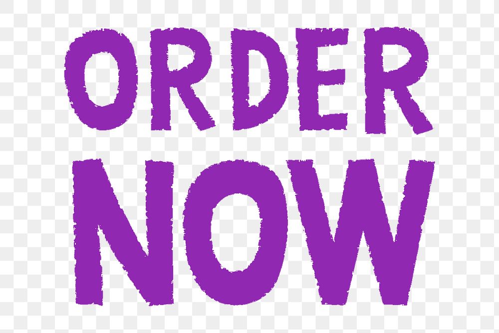 Purple order now doodle typography | Premium PNG Sticker - rawpixel