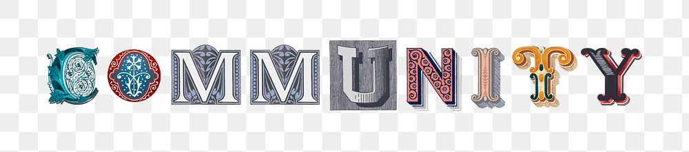 Community word png retro victorian | Free PNG Sticker - rawpixel