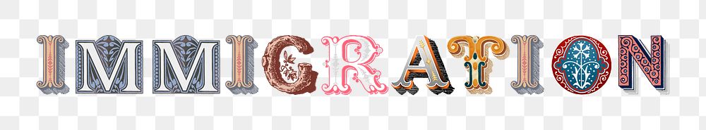 Immigration word png western font | Premium PNG Sticker - rawpixel