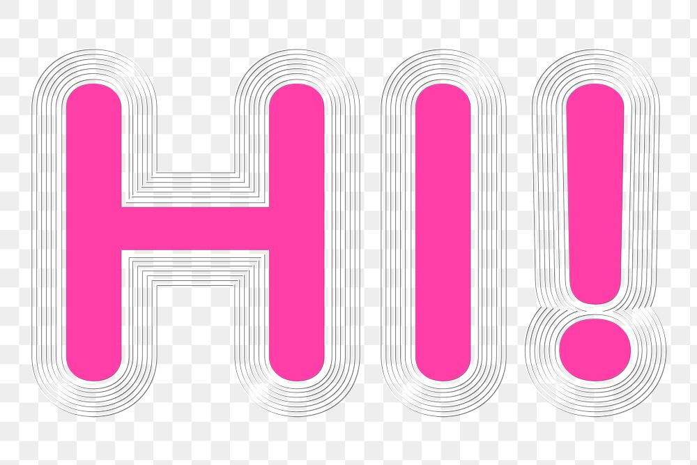 Offset stroke hi png typography | Free PNG Sticker - rawpixel