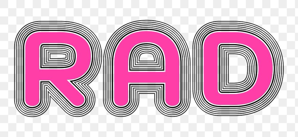 Transparent rad offset stroke lettering | Premium PNG Sticker - rawpixel