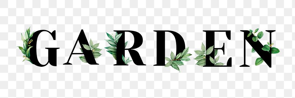 Botanical GARDEN png word typography | Free PNG Sticker - rawpixel