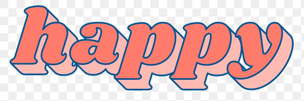Retro happy text png bold | Premium PNG Sticker - rawpixel