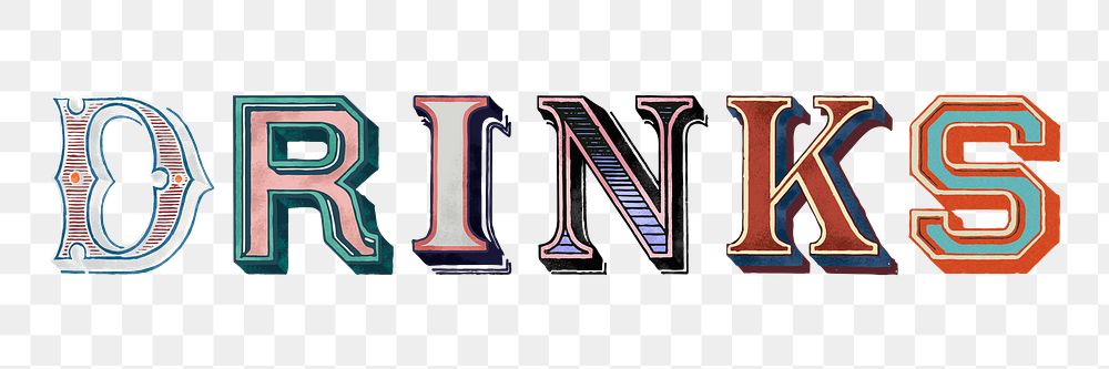 Drinks word vintage typography png | Free PNG Sticker - rawpixel