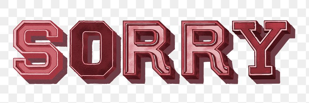 3D vintage sorry lettering png | Premium PNG Sticker - rawpixel