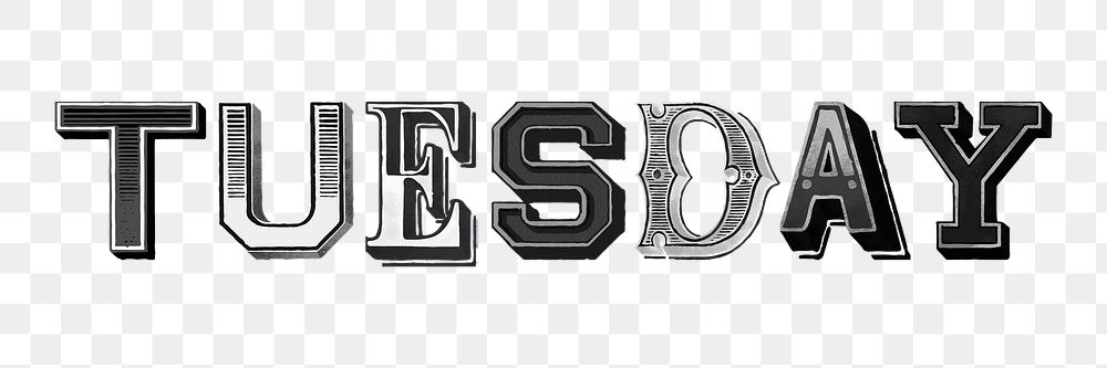 Tuesday text retro graphic png | Free PNG Sticker - rawpixel