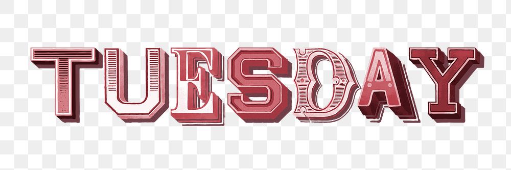 3D vintage tuesday lettering png | Premium PNG Sticker - rawpixel