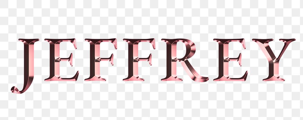 Jeffrey typography rose gold design | Premium PNG Sticker - rawpixel