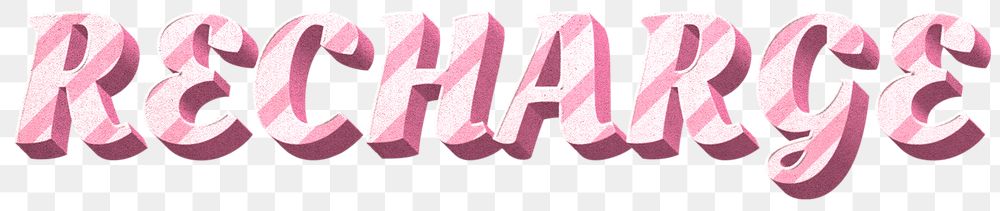 Png recharge word pink striped | Premium PNG Sticker - rawpixel