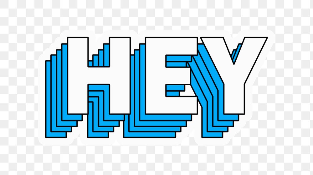 Png retro layered hey sticker | Premium PNG - rawpixel